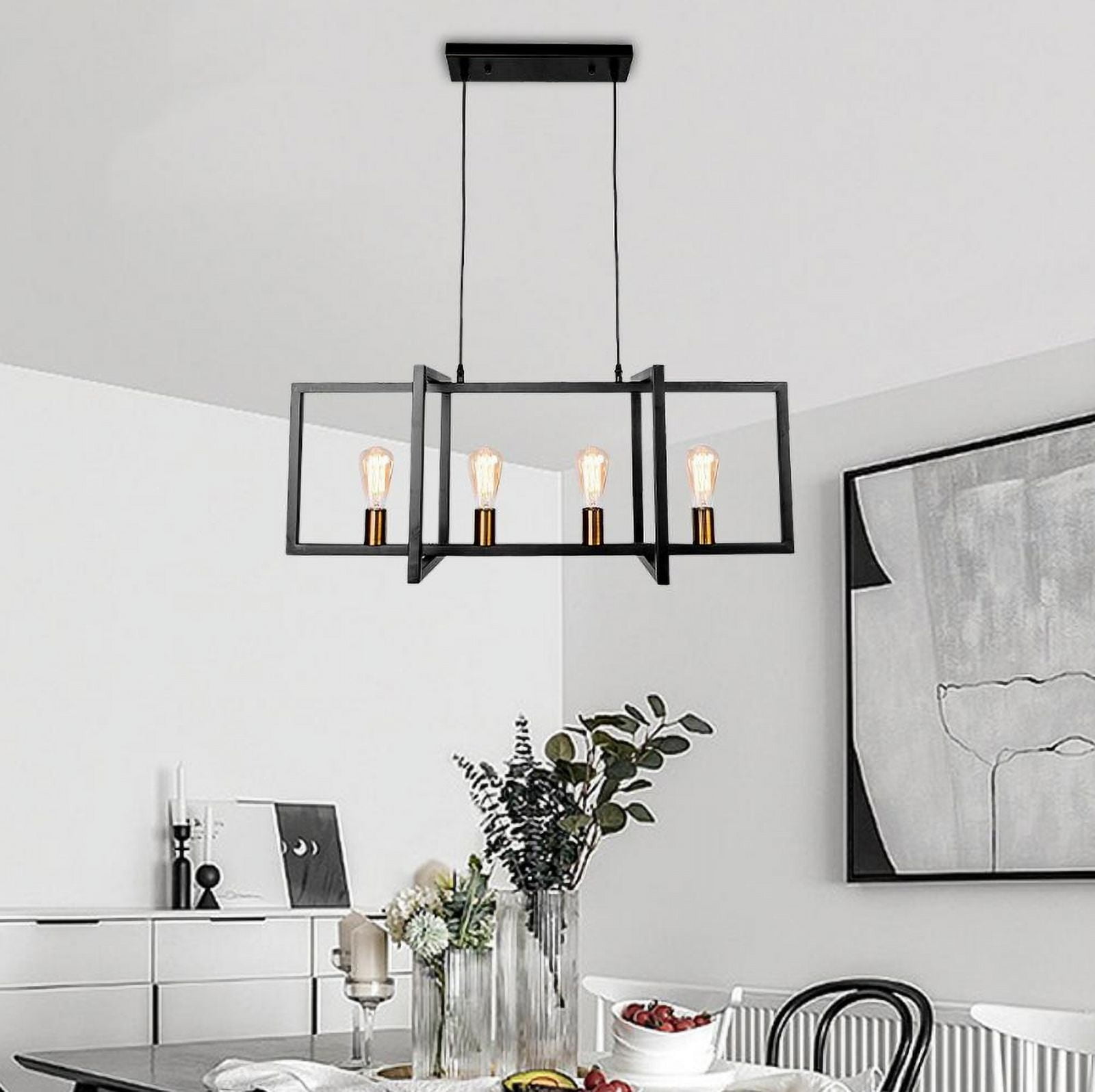 KPIBEST 4 Lights Farmhouse Chandeliers for Dining Room, Modern Kitchen ...