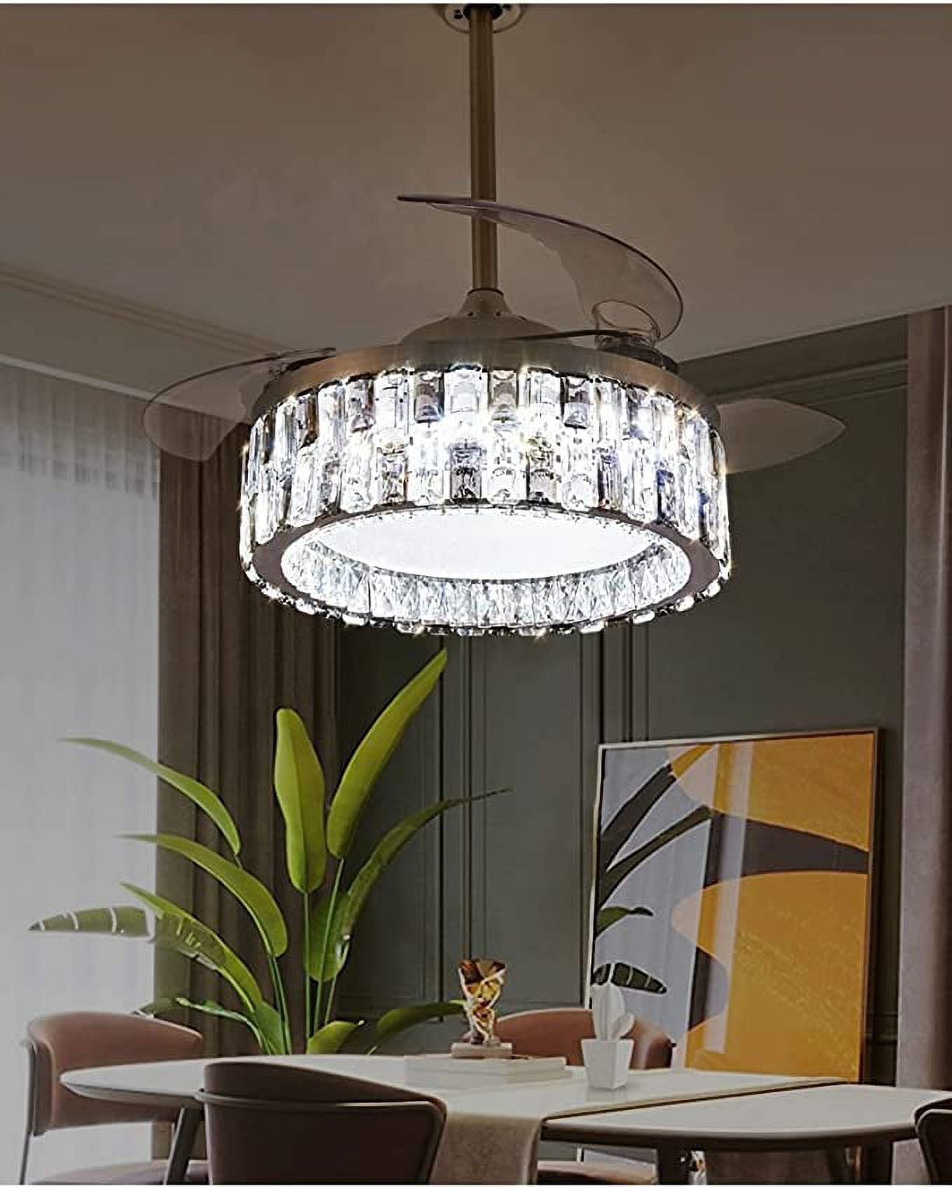 KPIBEST 42" Amber Blades 3 Lighting Color 6 Speeds Fandelier, Remote ...