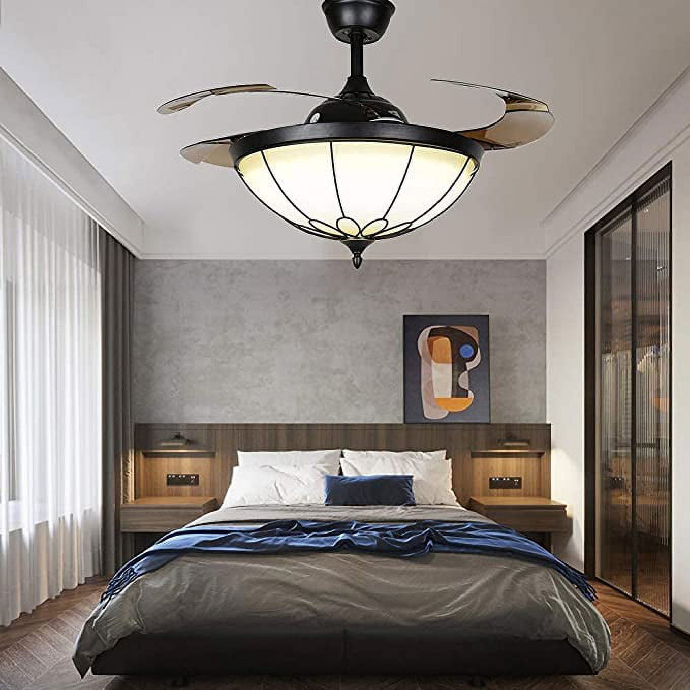 KPIBEST 42”Classic Vintage Ceiling Fans with LED Lights, Remote Control ...