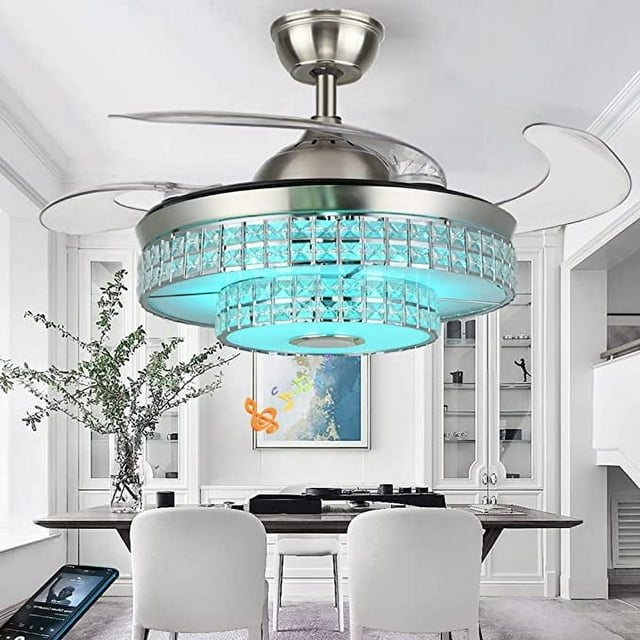 KPIBEST 42” Modern Ceiling Fans with Lights Fandelier,Crystal ...