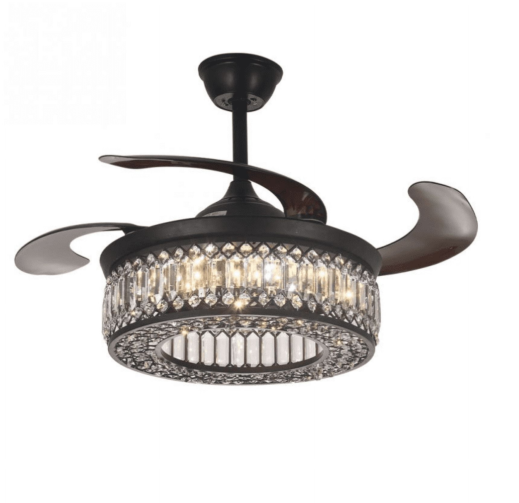 KPIBEST 42 inch Fandeliers Ceiling Fan Retractable Dimmable Crystal ...