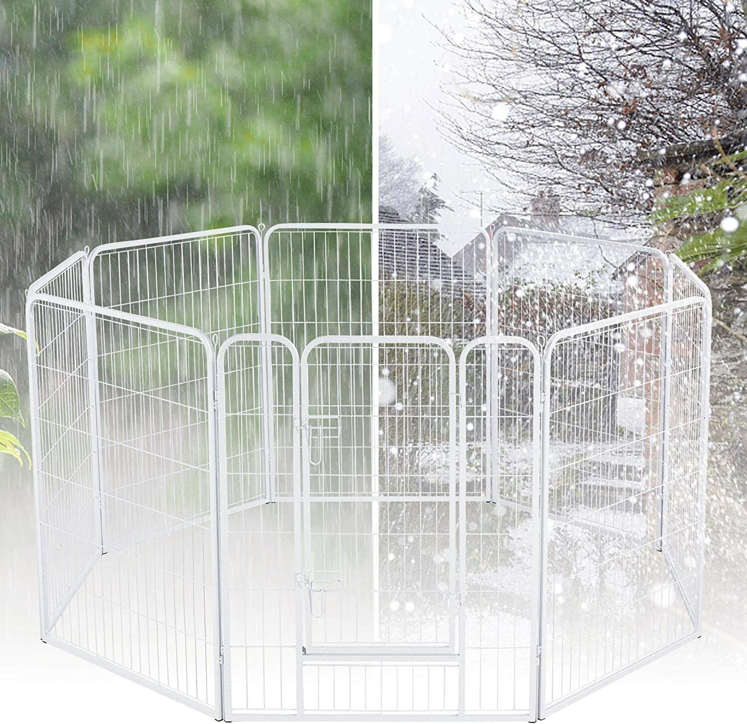 KPIBEST 8-Panels Pet Safety Gate Door Barrier Dog Metal Home Indoor ...