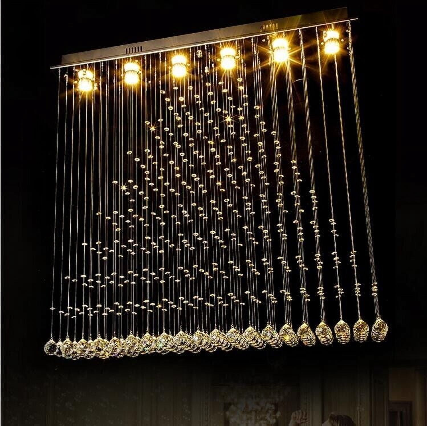 KPIBEST Contemporary Modern Crystal Rain Drop Chandelier Lighting Flush ...