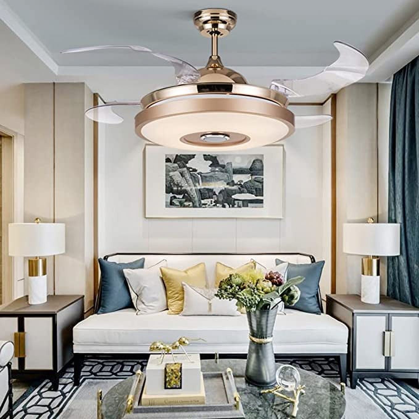 KPIBEST Crystal Ceiling Fans with Lights, Modern Chandelier with ...