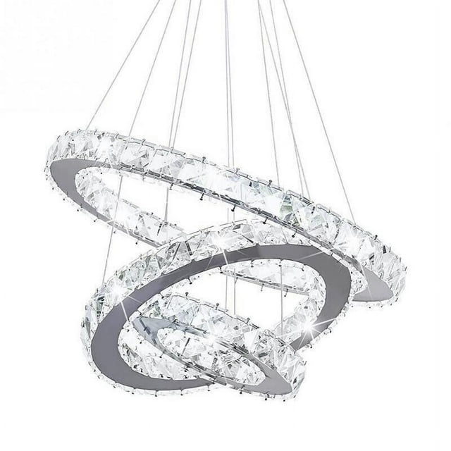 KPIBEST Crystal Chandeliers Modern LED 3 Ring Chandelier Adjustable ...