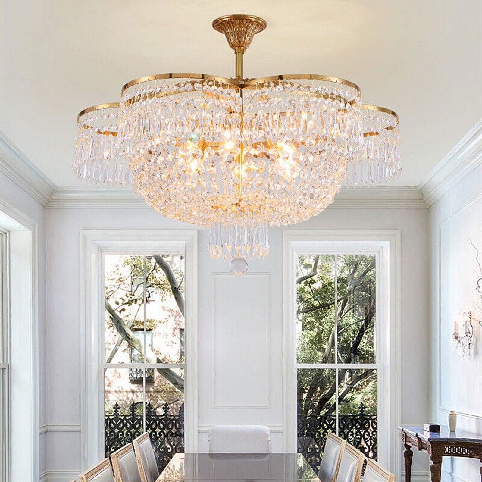 KPIBEST Gold Bronze Modern Style Crystal Chandeliers Round Hanging ...
