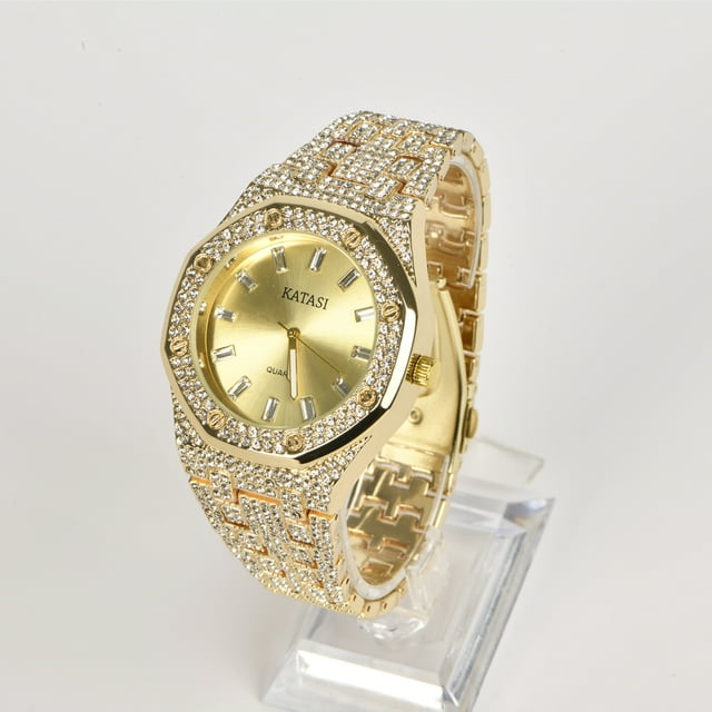 KPIBEST Men's Diamond Watch Fashion Crystal Rhinestone Quartz Analog ...