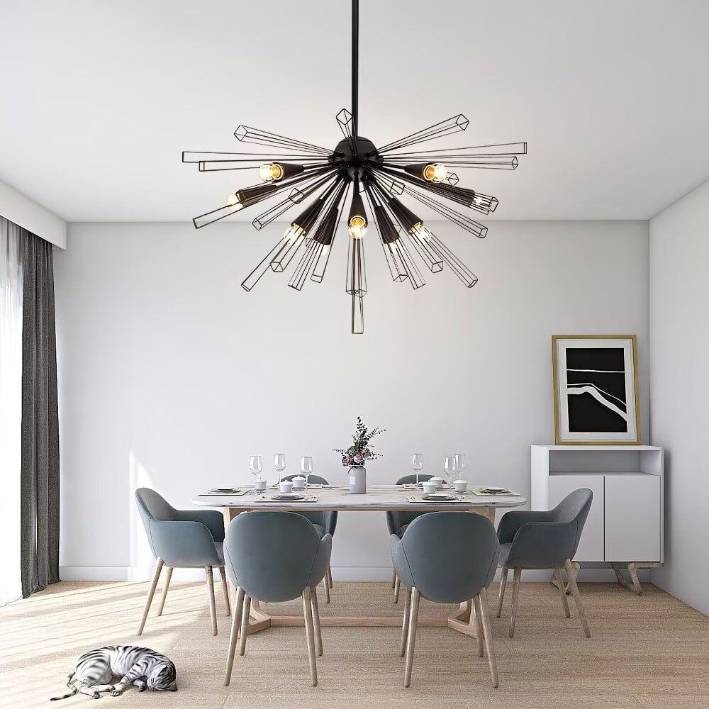KPIBEST Mid-Century 9 Lights 23.6" Gold Firework Ceiling Light, Modern ...