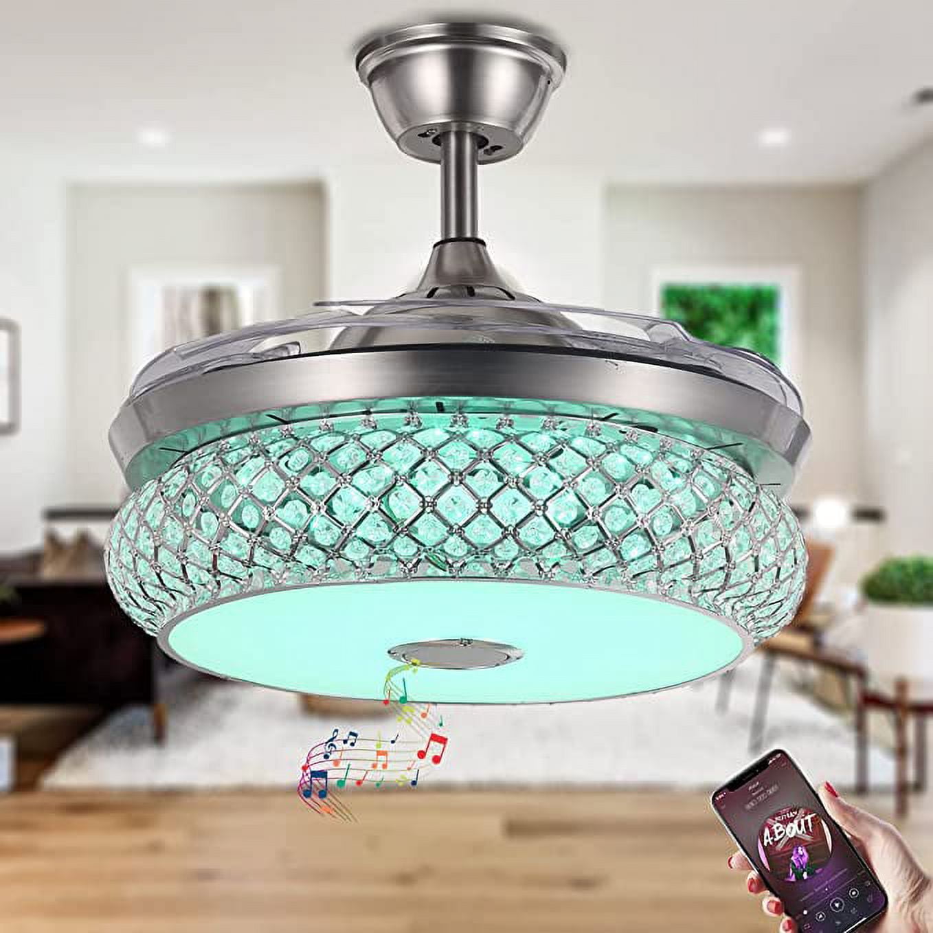 KPIBEST Modern 42" Ceiling Fan with LED Light and Remote, 7 Color 6 ...