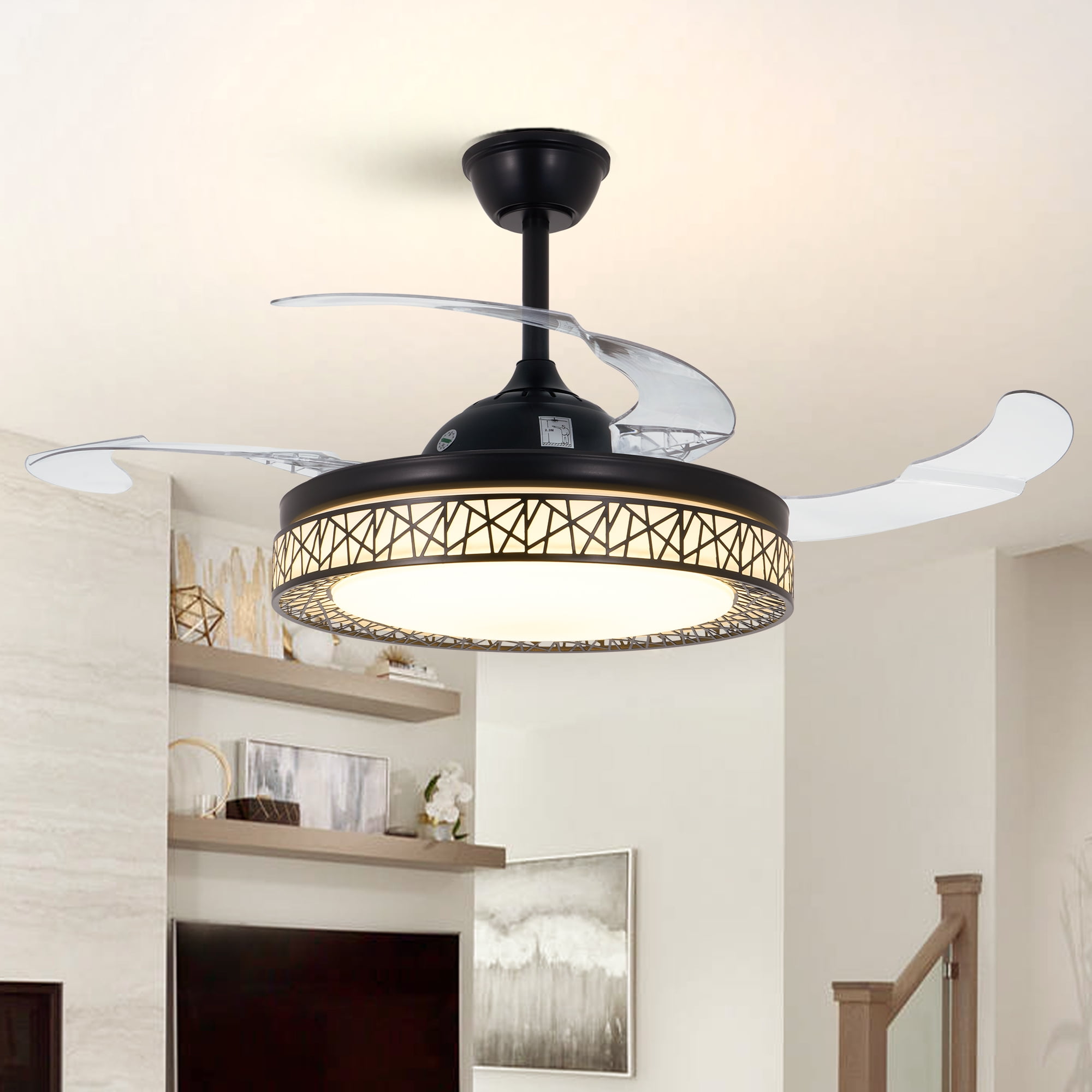 KPIBEST Retractable Ceiling Fans with Lights Remote Control,Modern ...