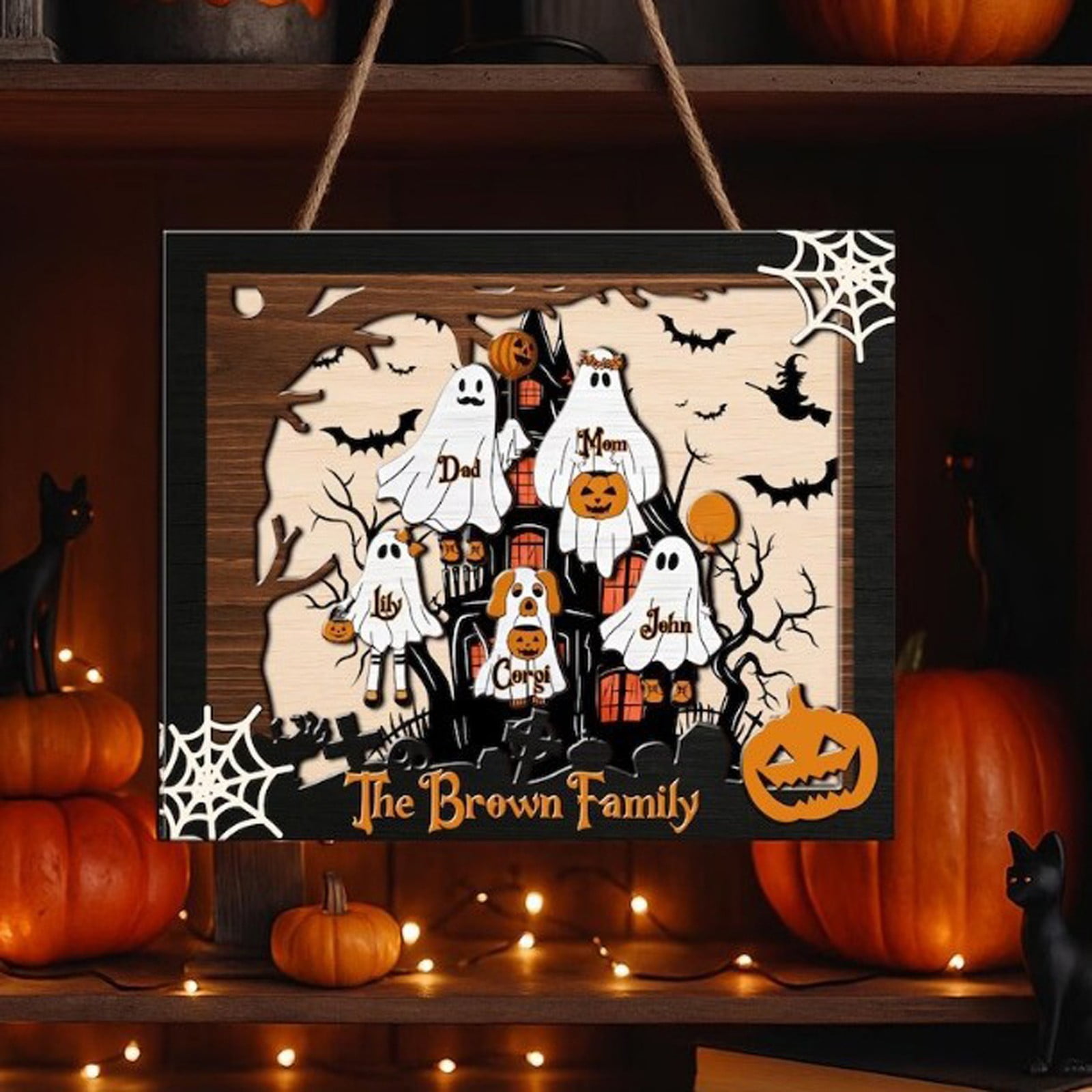 KPIMOR Halloween Ghost Decor,Personalized Halloween Family Name Sign ...
