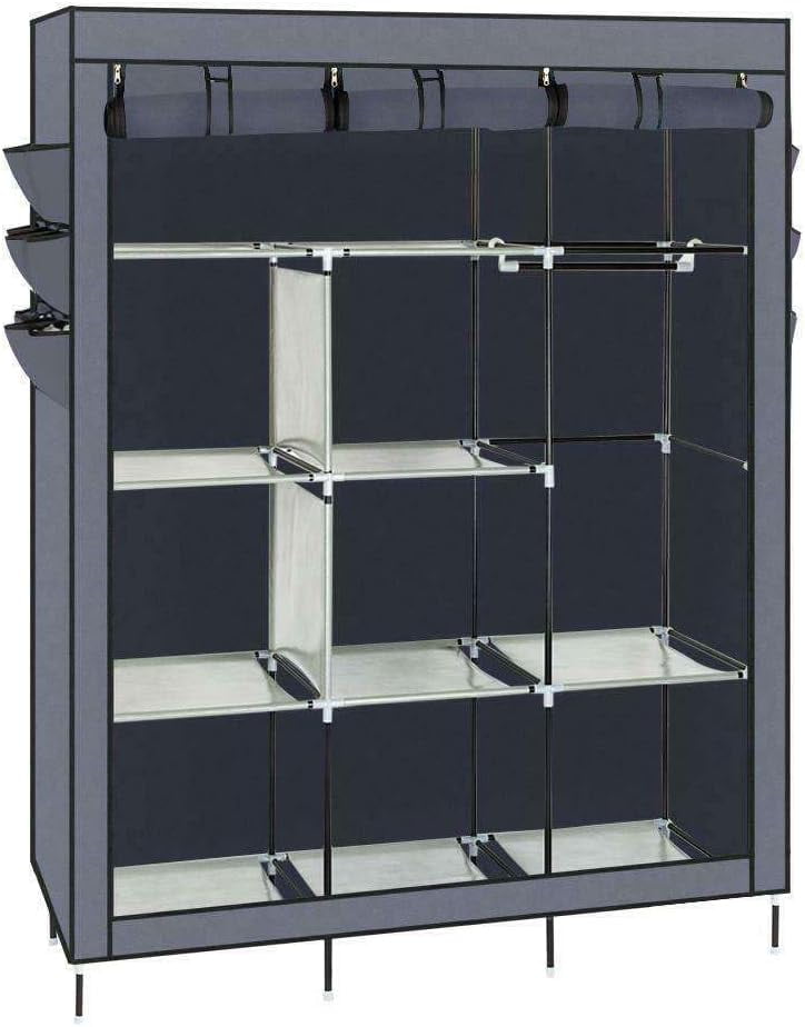 KPJQ 50x18x69" Closet Organizer Storage Hanger Wardrobe Clothes Shoe ...