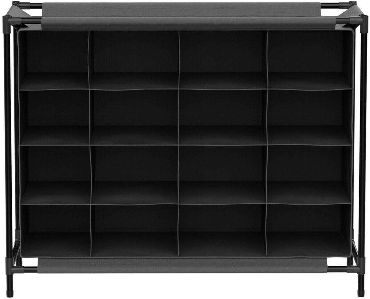 KPJQ Shoe Organizer Rack Stand 16 Cubby Space Saving Closet Hallway ...