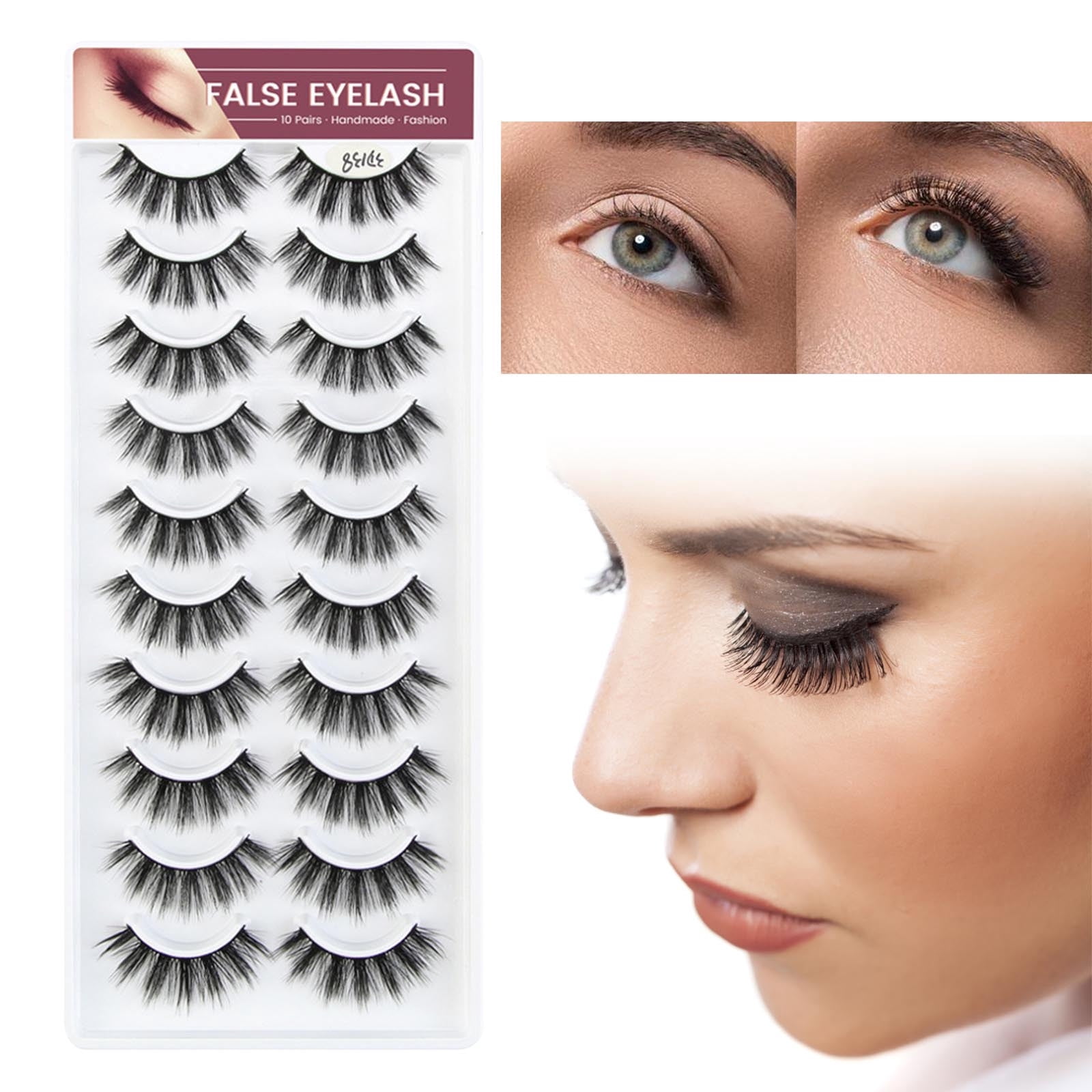 KPLFUBK 10 Pairs Of 3D False Eyelashes Imitation Long Soft Natural ...