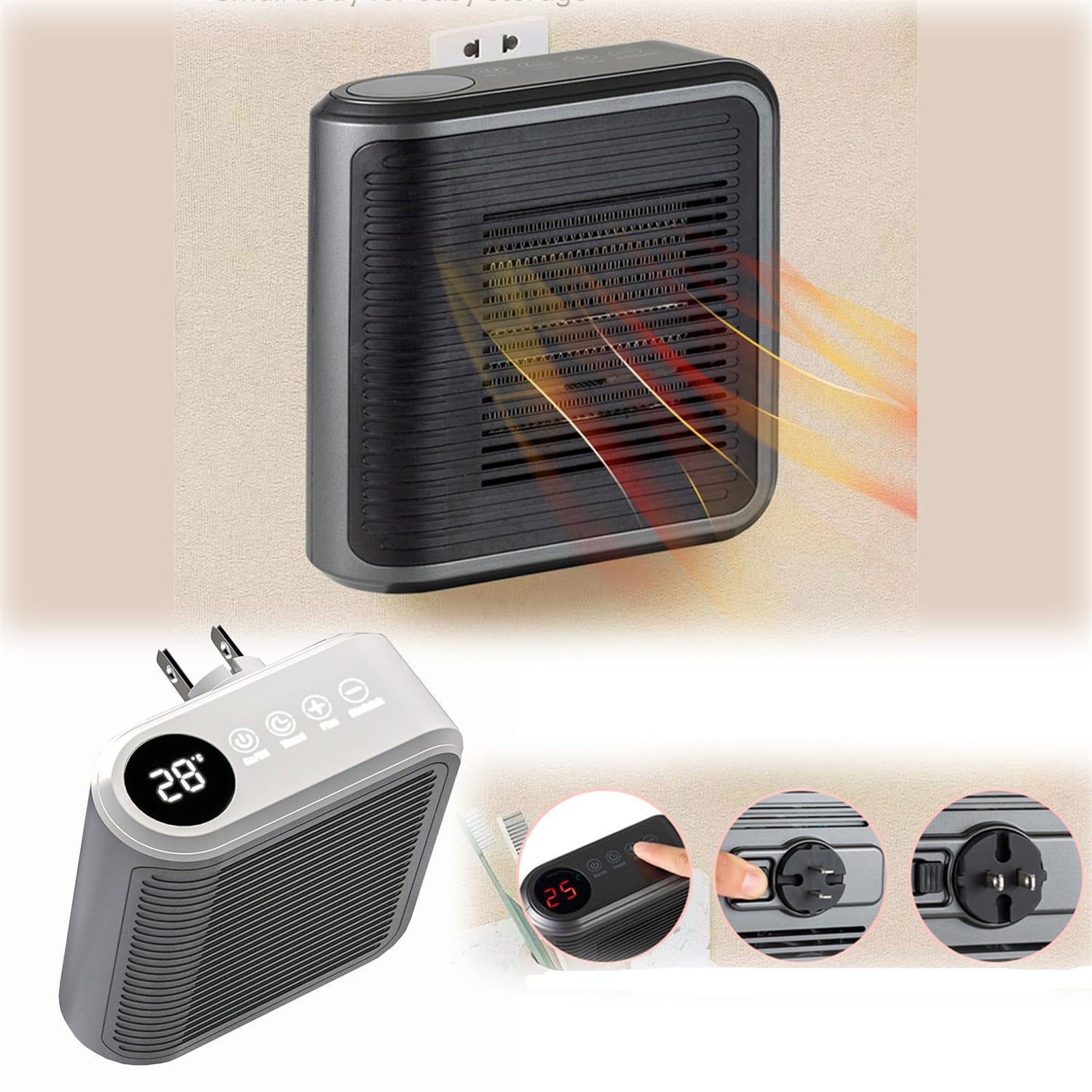 KPLFUBK 800W Wall Heater Small Plug In Heater Quiet Energy Efficient ...