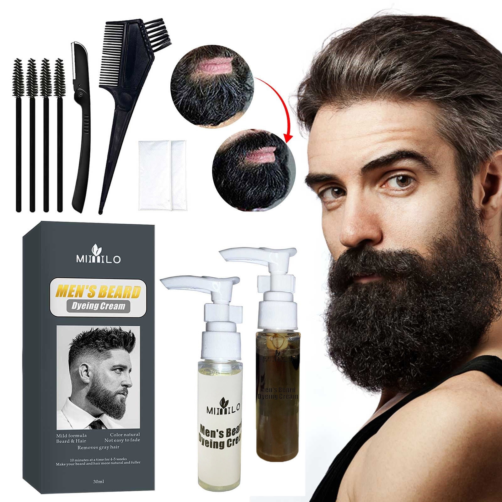 KPLFUBK Beard Dyeing Is Mild And Durable Not Easy To Fade Men'S Beard ...
