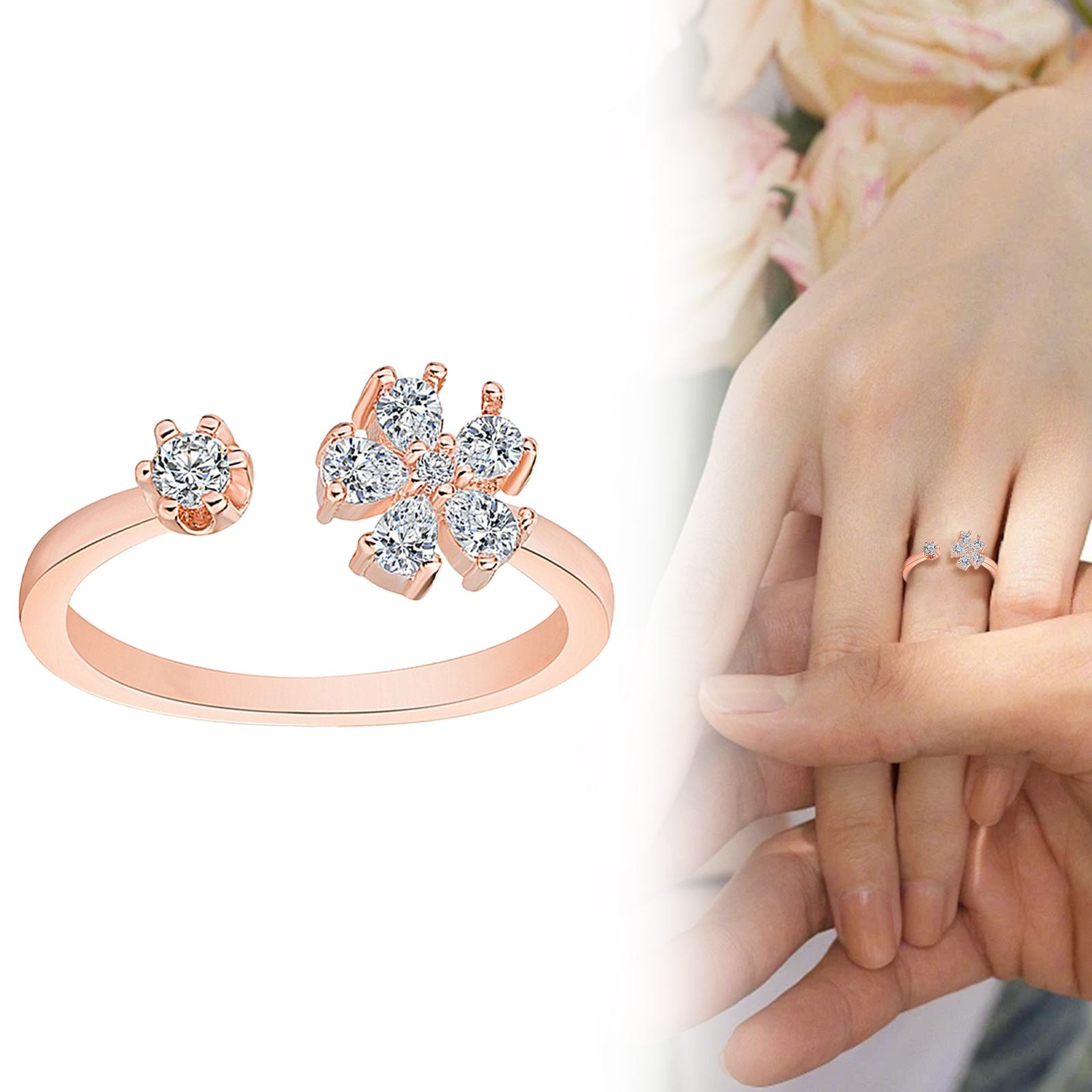 KPLFUBK Flower Ring With Rose Gold Plated Four Ring Fashion Five Ring ...