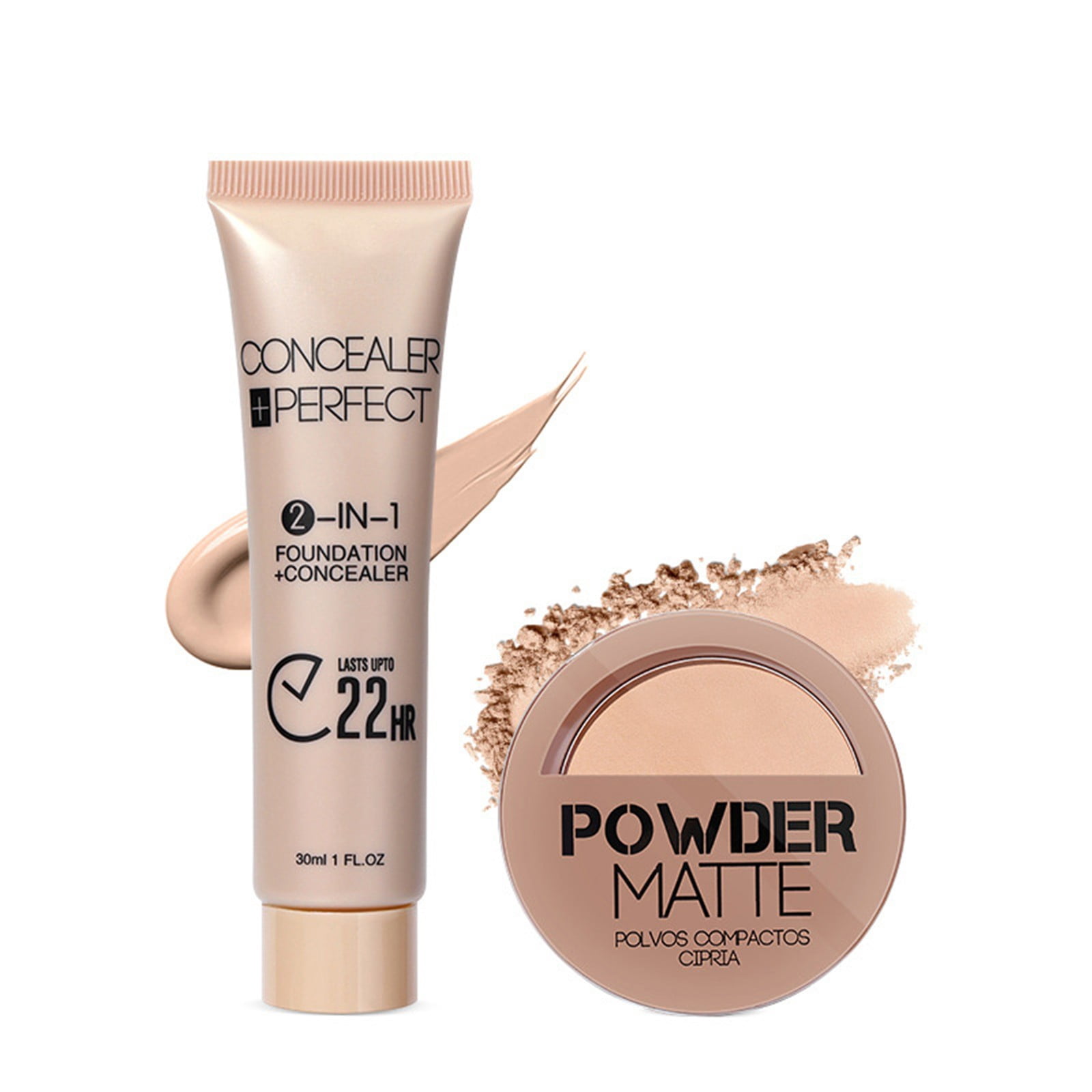 KPLFUBK Liquid Foundation Full Coverage Powder 4.2g +liquid Foundation ...