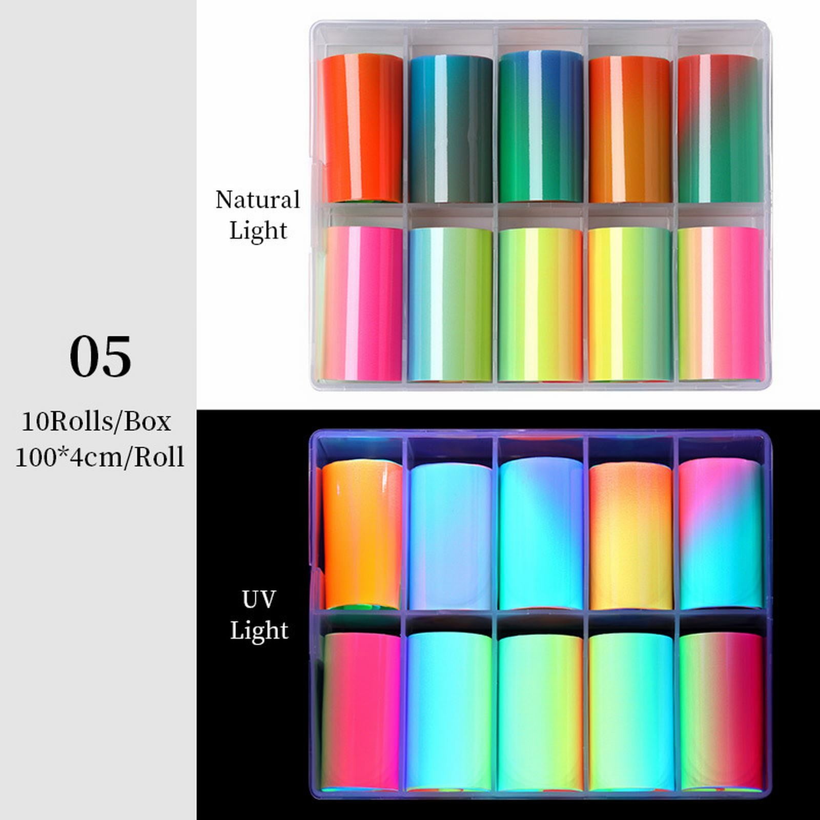 KPLFUBK Nail Foil Fluorescent Transfer Sticker Nail Arts Transfer Foil ...