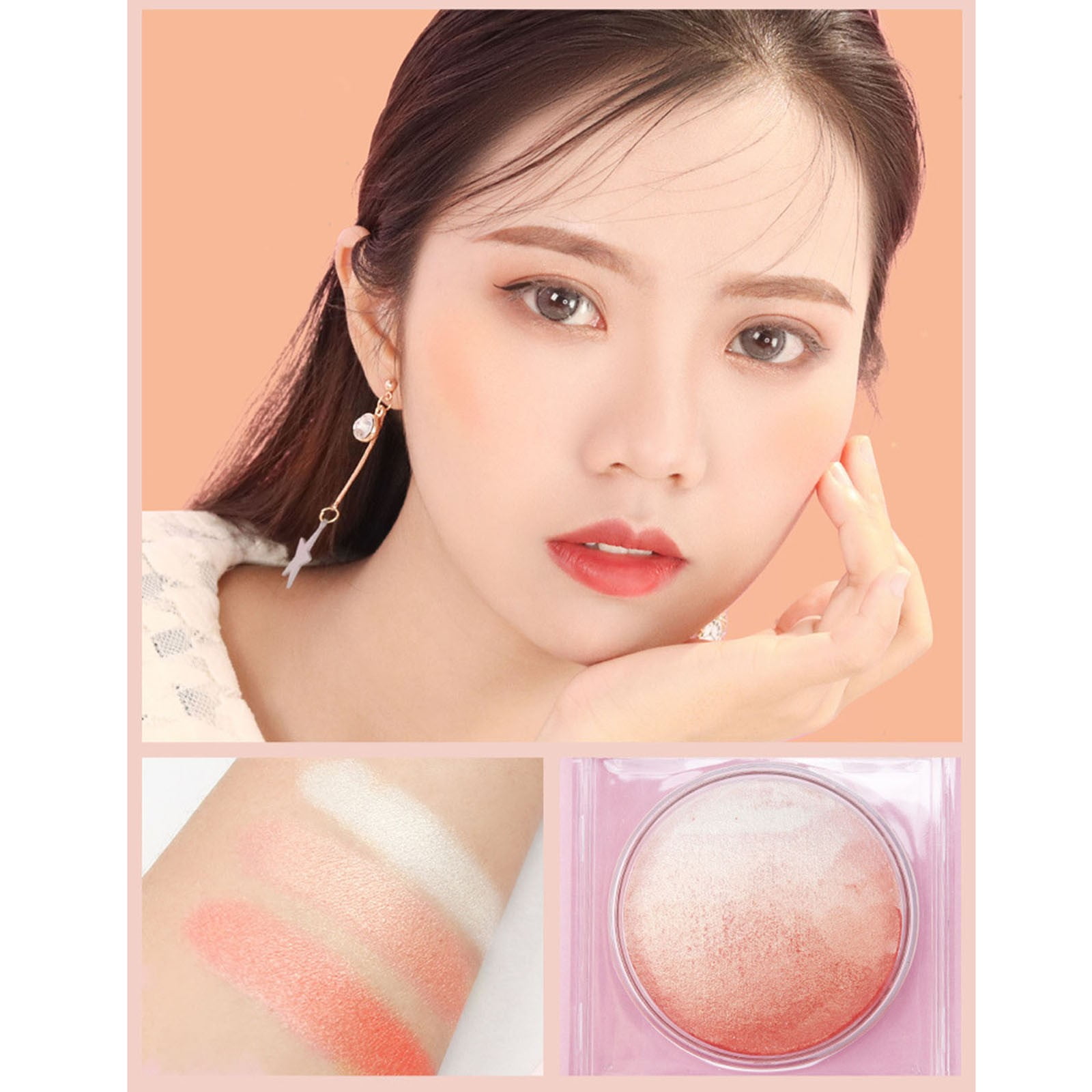 KPLFUBK Powder Face Highlighter Makeup Powder For Cheeks Baked Blusher ...