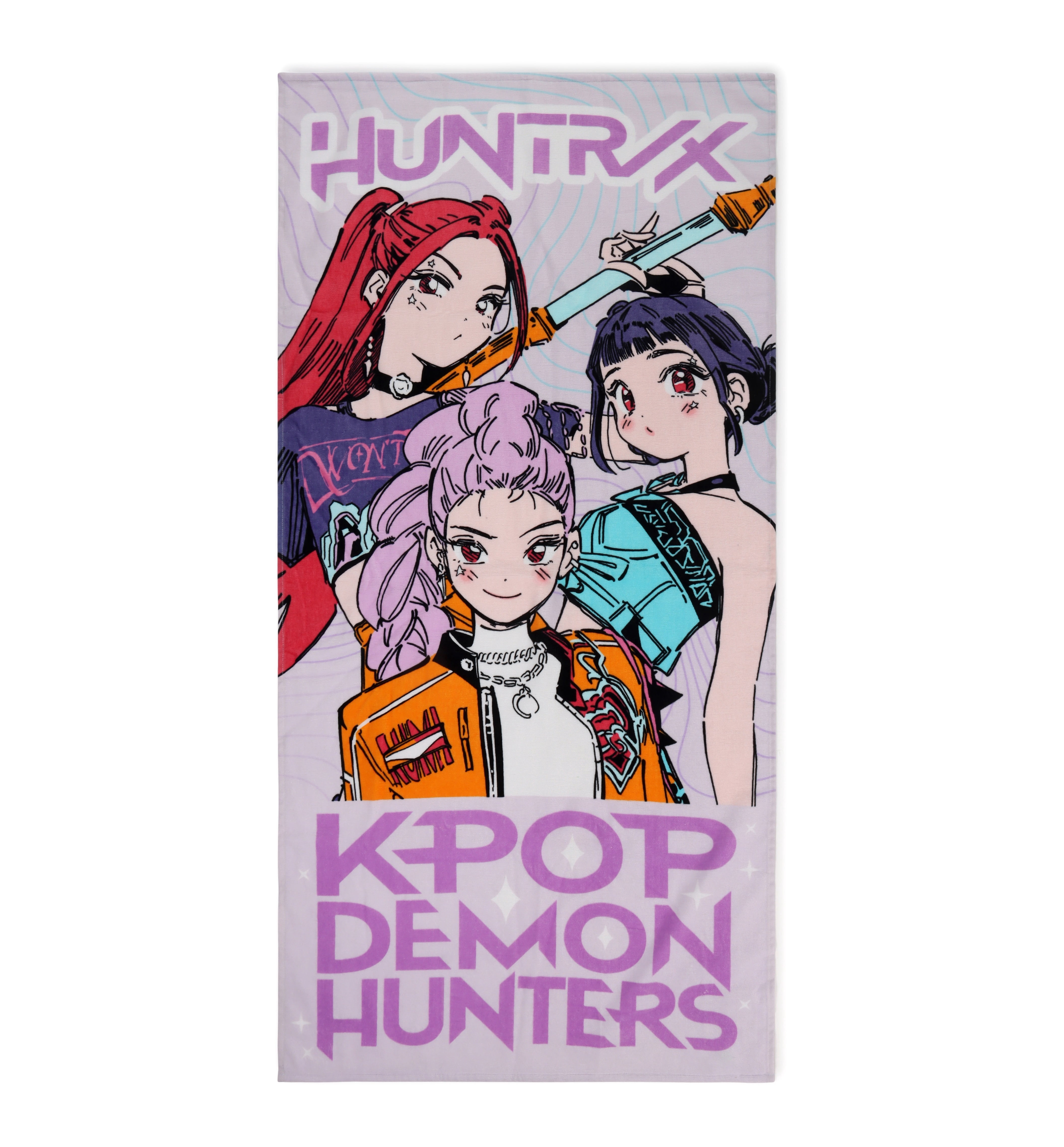 KPOP Demon Hunters Trio of Hunters Kids Beach Towel, Cotton, Purple ...