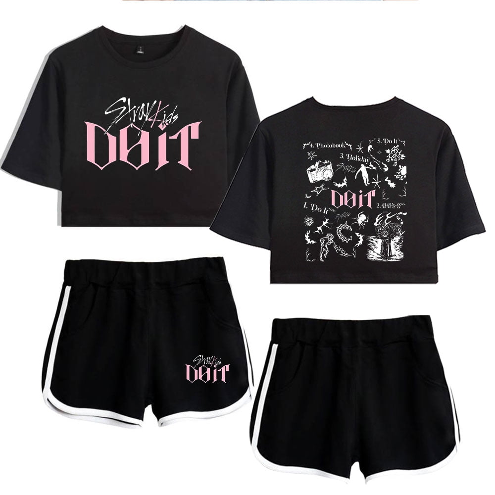 KPOP Stray Kids SKZ Do It Tracklist Print 2-Piece Outfit – Women’s Crop ...
