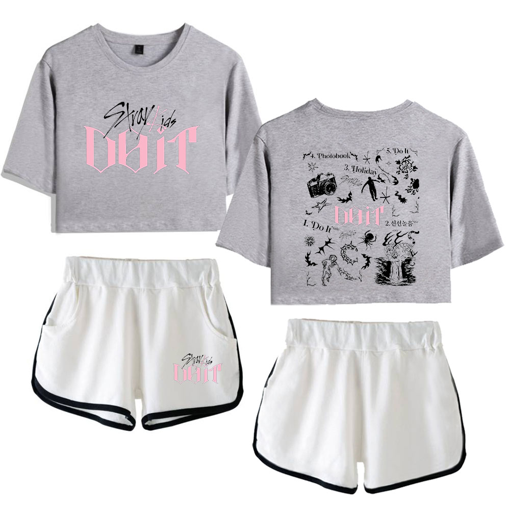 KPOP Stray Kids SKZ Do It Tracklist Print 2-Piece Outfit – Women’s Crop ...