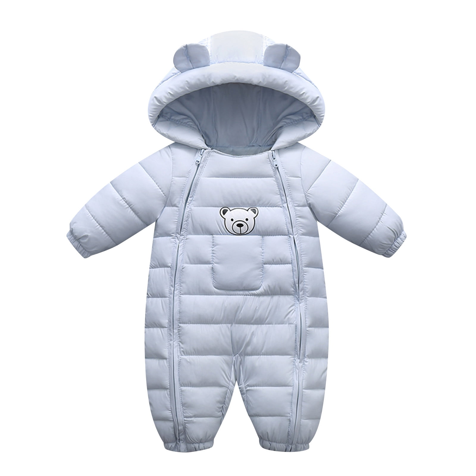 KPOPLK Baby Fluffy Jumpsuit Hooded Fleece Rompers Long Sleeve Zipper ...
