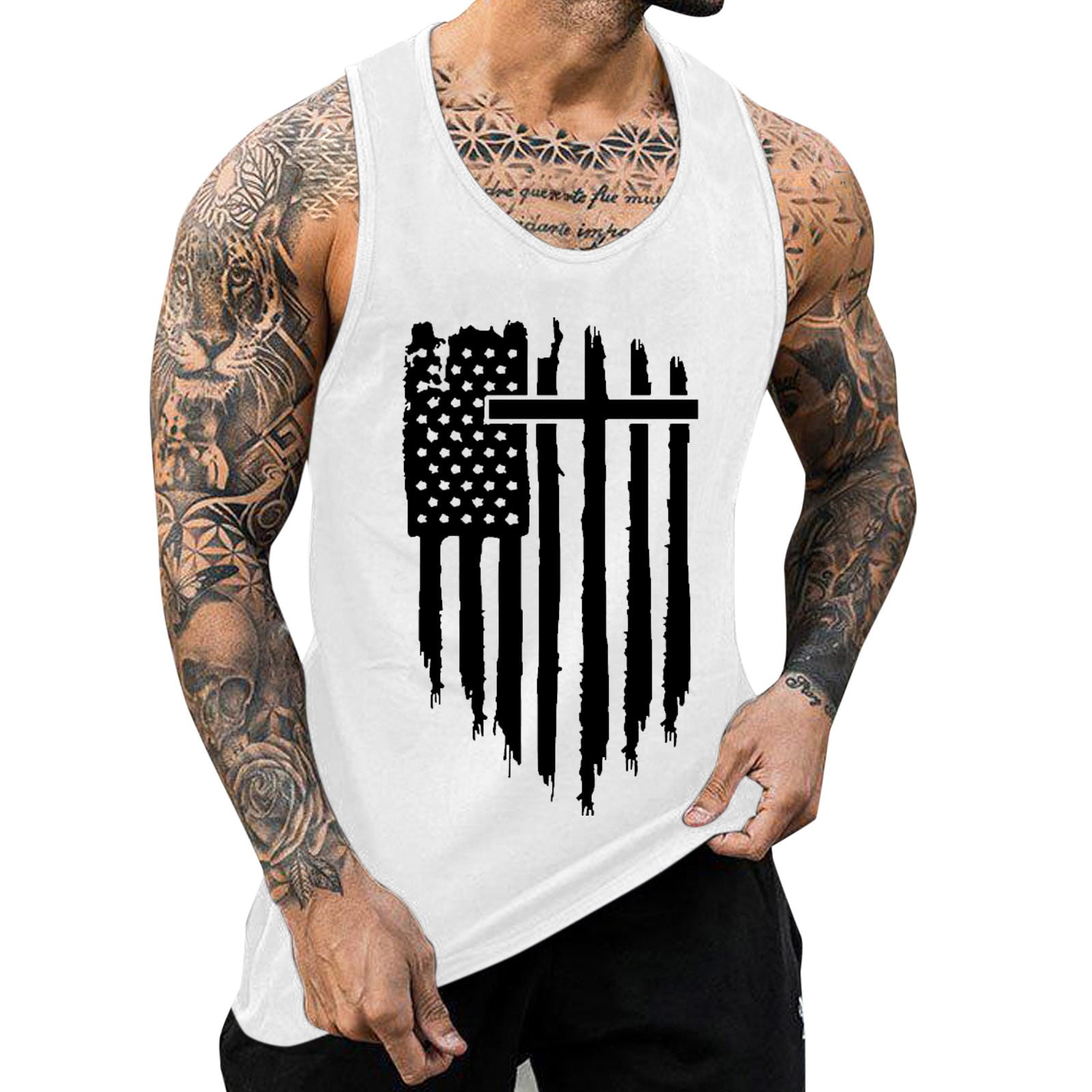 KPOPLK Men's Sleeveless Gym Training Shirts with Reflective Logo ...