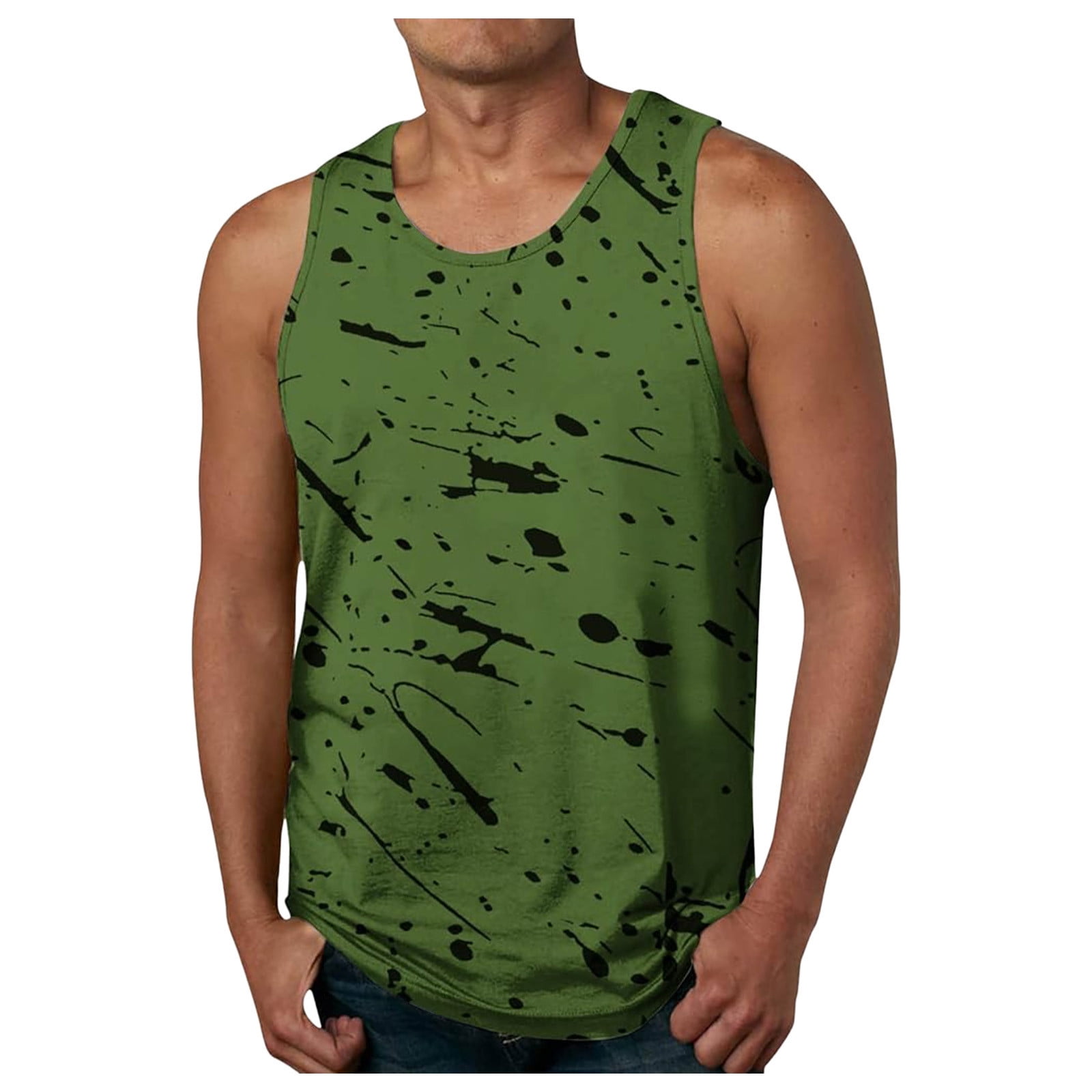 KPOPLK Men's Stretch Fit Flexible Swim Beach Sleeveless Shirt Gym ...