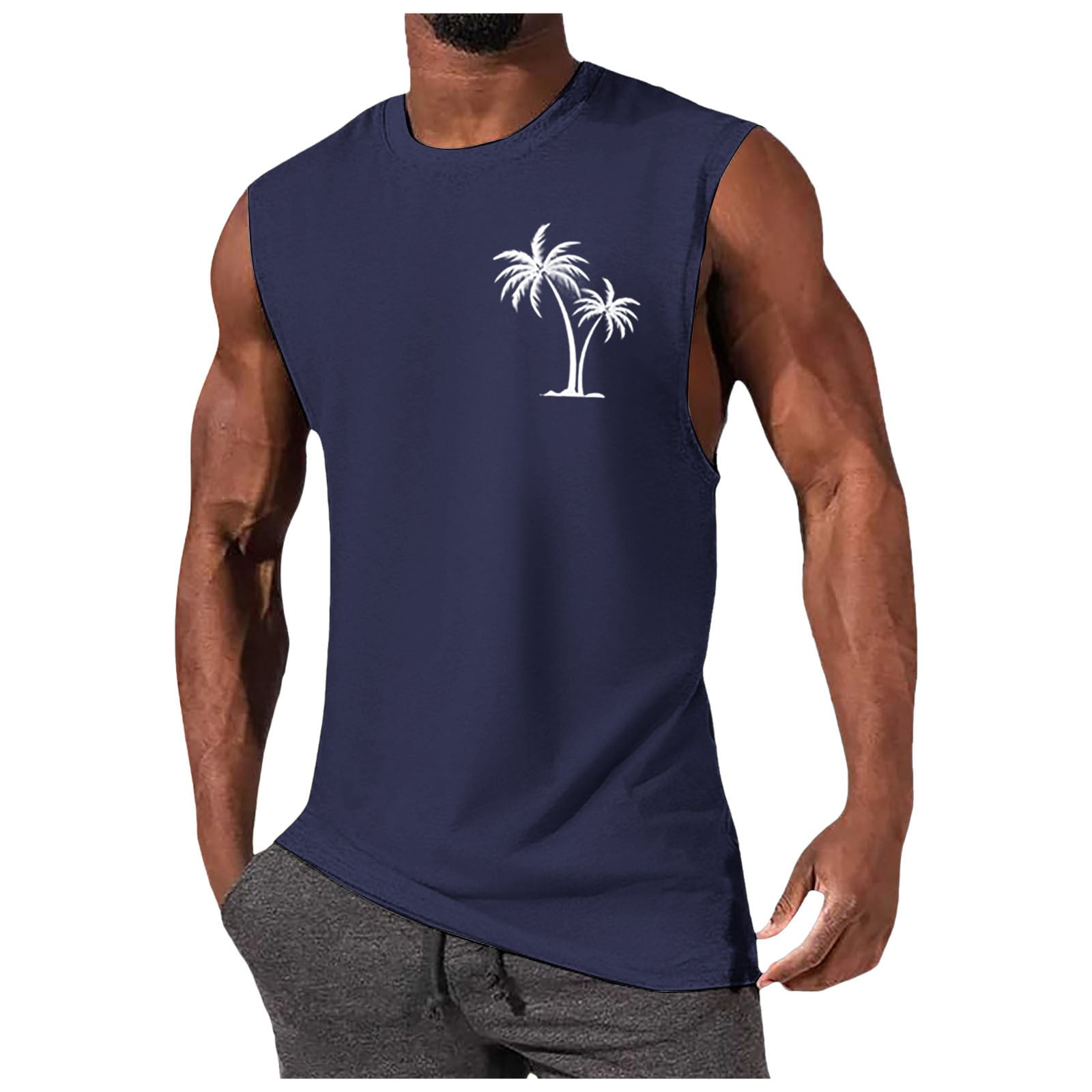 KPOPLK Men's Tropical Print Summer Beach Tank Tops: Sleeveless Shirts and Muscle Tees That Are ...