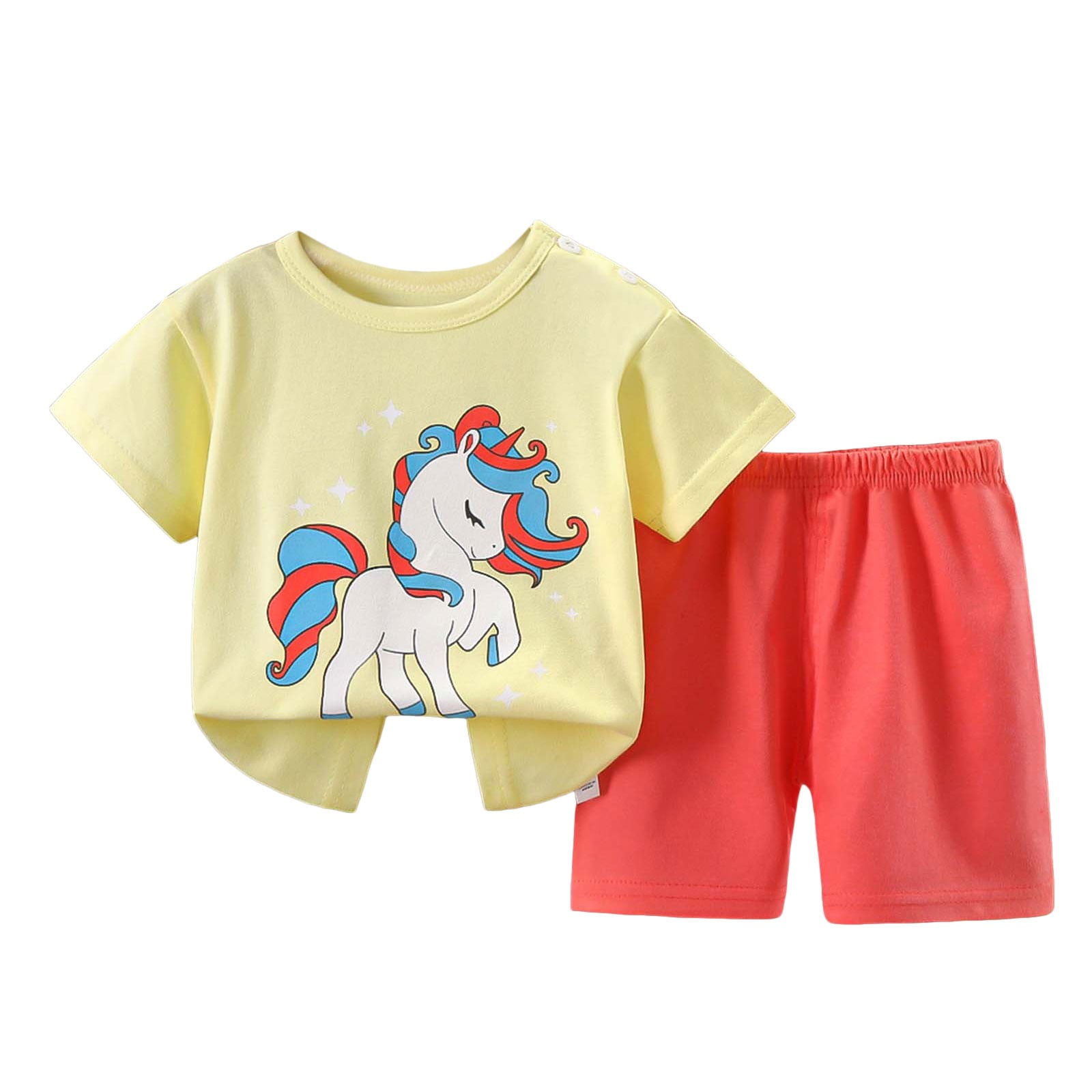 KPOPLK Toddler Baby Girl Summer Outfit Herringbone Weave Short Sleeve ...