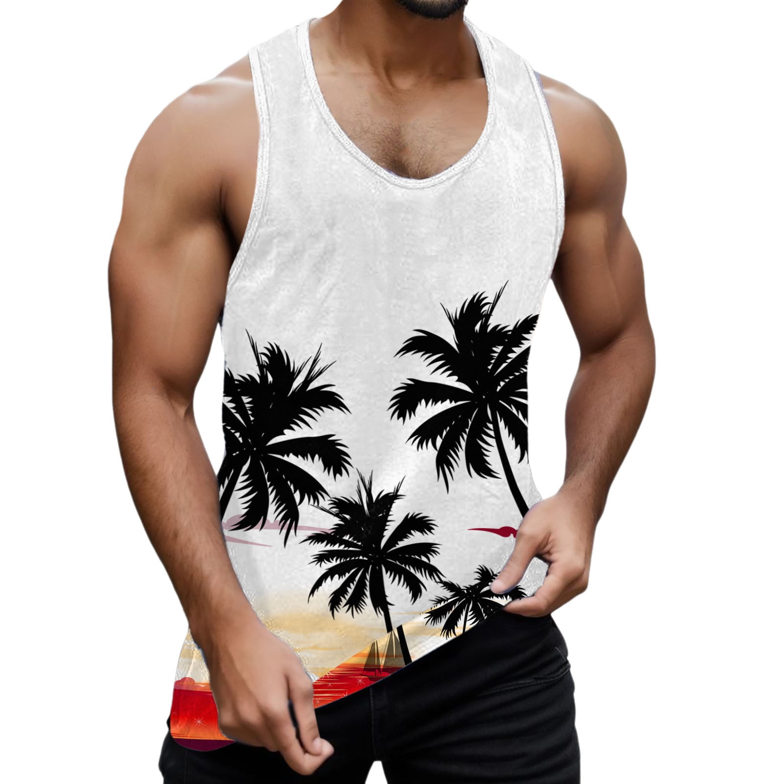 KPOPLK Trendy Beach Tank Tops for Men: Summer Fashion Sleeveless ...
