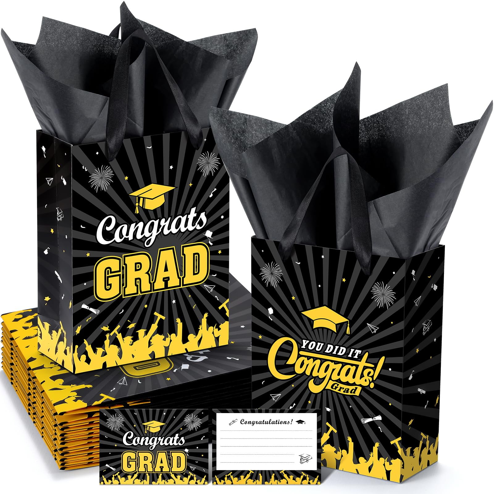 KPOSIYA Graduation Gift Bags STF9 12-Pack with Tissue Paper & Class of ...