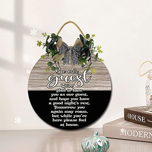 KPSheng Be Our Guest, Rustic Wooden Welcome Sign, 12In Round, Hanging ...