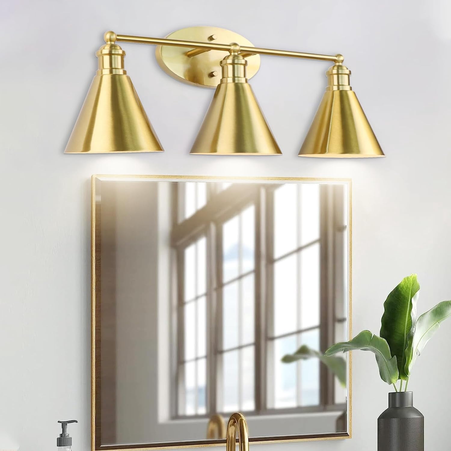 KPUY 3-Light Gold Modern Vanity Lights,Satin Bronze Vanity Lighting ...