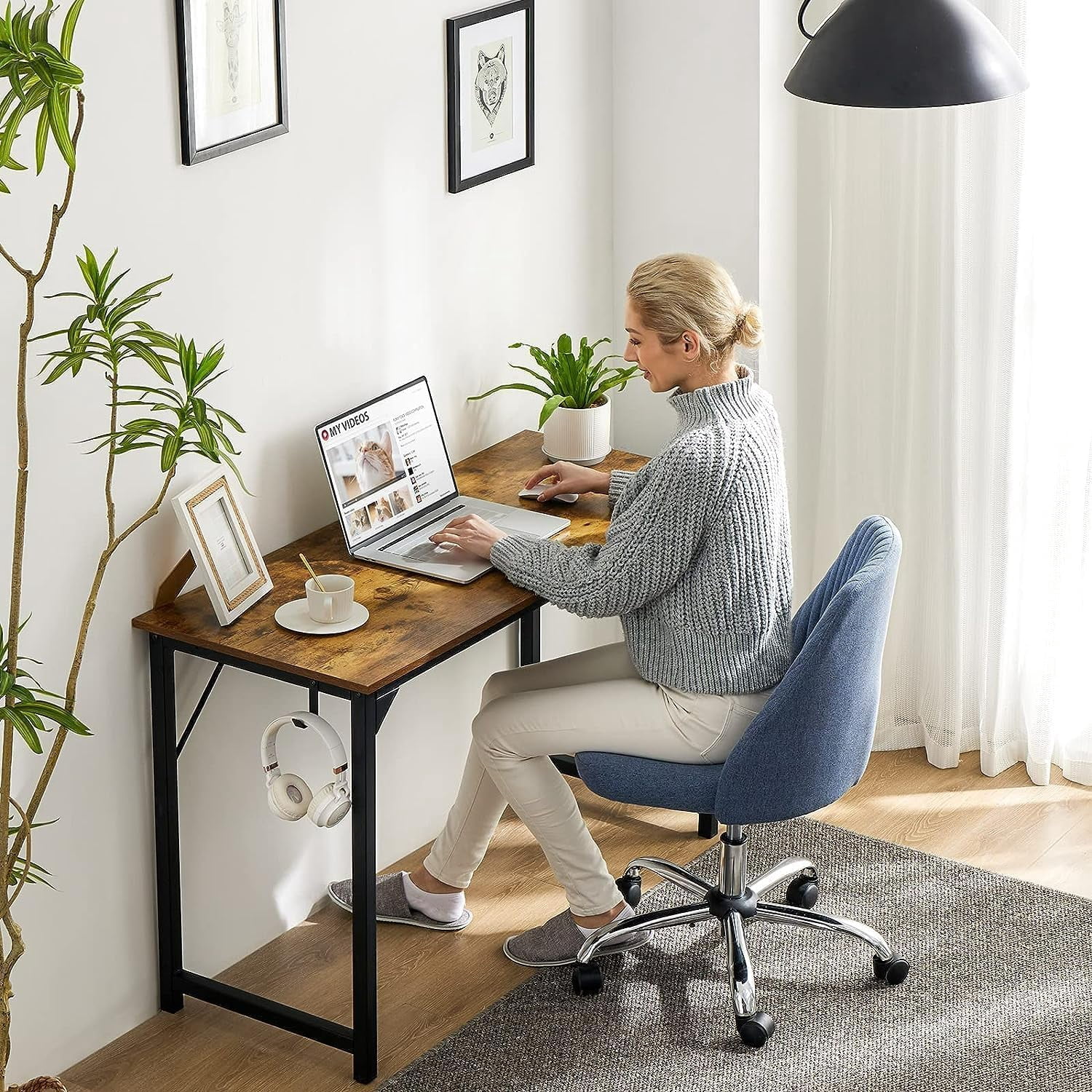 KPUY 40 inch Small Computer Desk for Small Space,Modern Simple Style ...