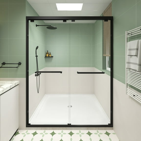 KPUY 50" - 54" x 72" Framed Double Sliding Shower Door with 1/4" Clear ...