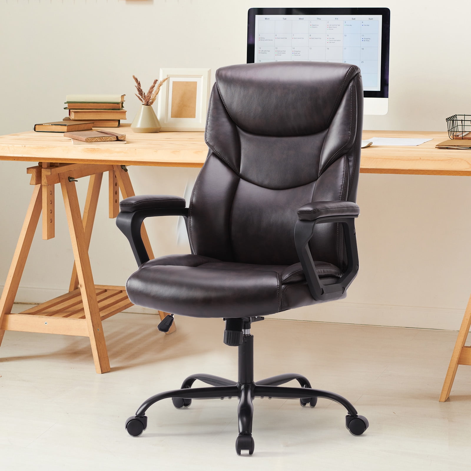 KPUY Ergonomic Computer Desk Chair High Back PU Leather Office Chair ...