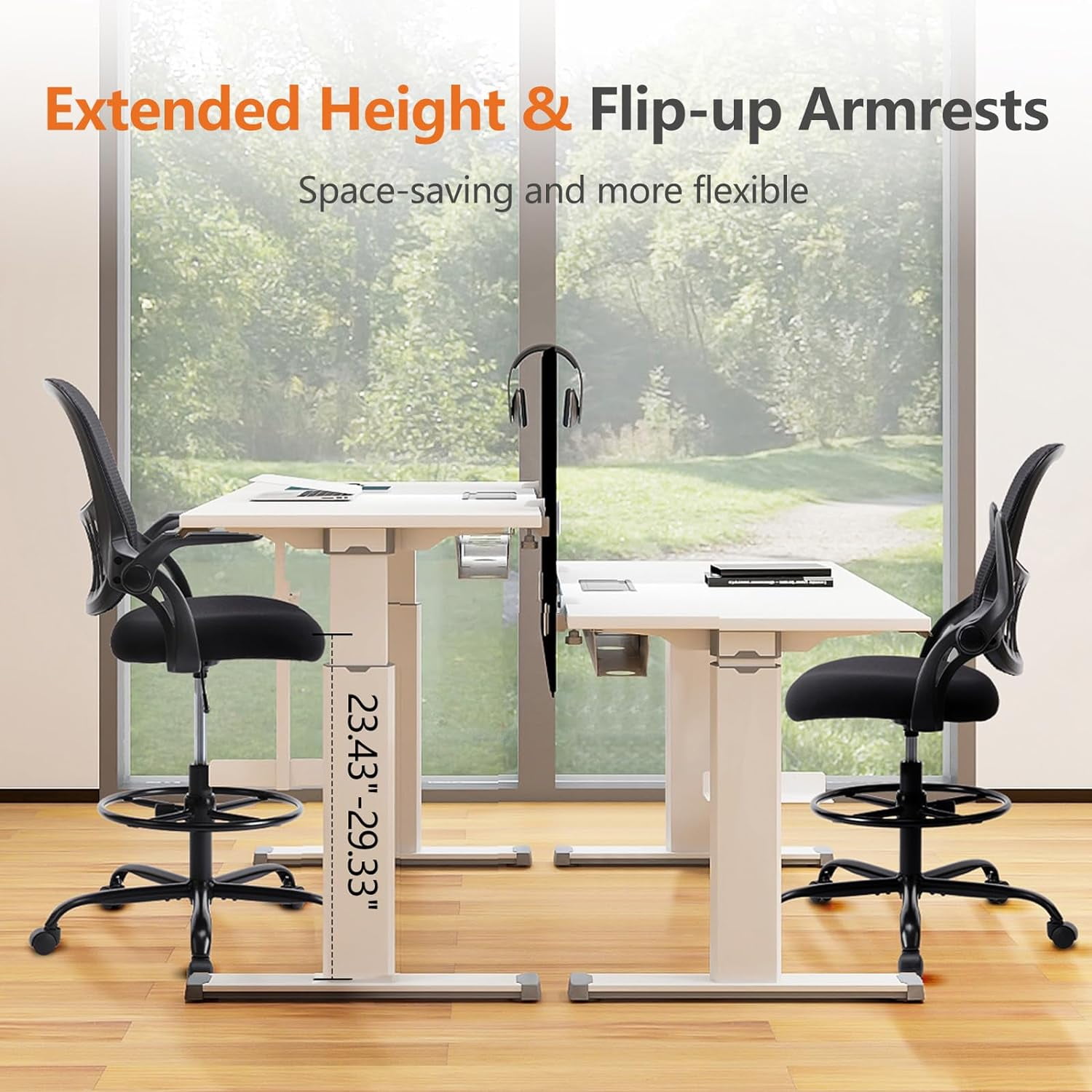 KPUY High Ergonomic Computer Desk Chair Counter Height Stool with Flip ...