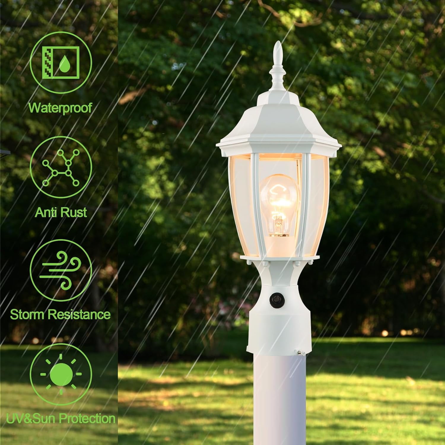KPUY Whtie Outdoor Post Lights,Waterproof Aluminum Housing with ...