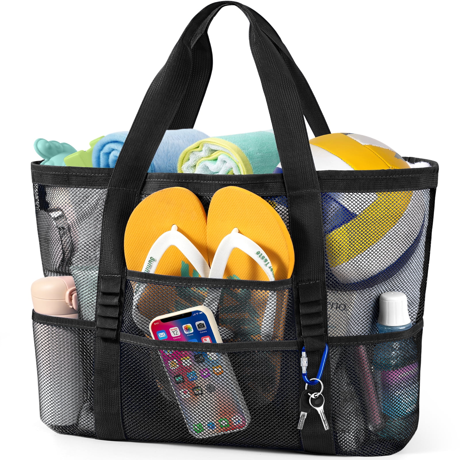 KPX Mesh Beach Bag, Large Waterproof Sandproof Tote for Swimming ...