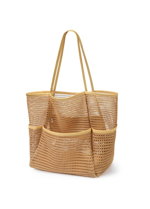 Livhil Purple Mesh Beach Tote, Women's Large Bag with Pockets, 2024 ...