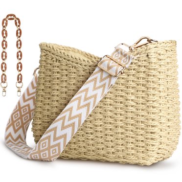 Summer Straw Bag for Women Beach Rattan Top-Handle Purse Straw ...