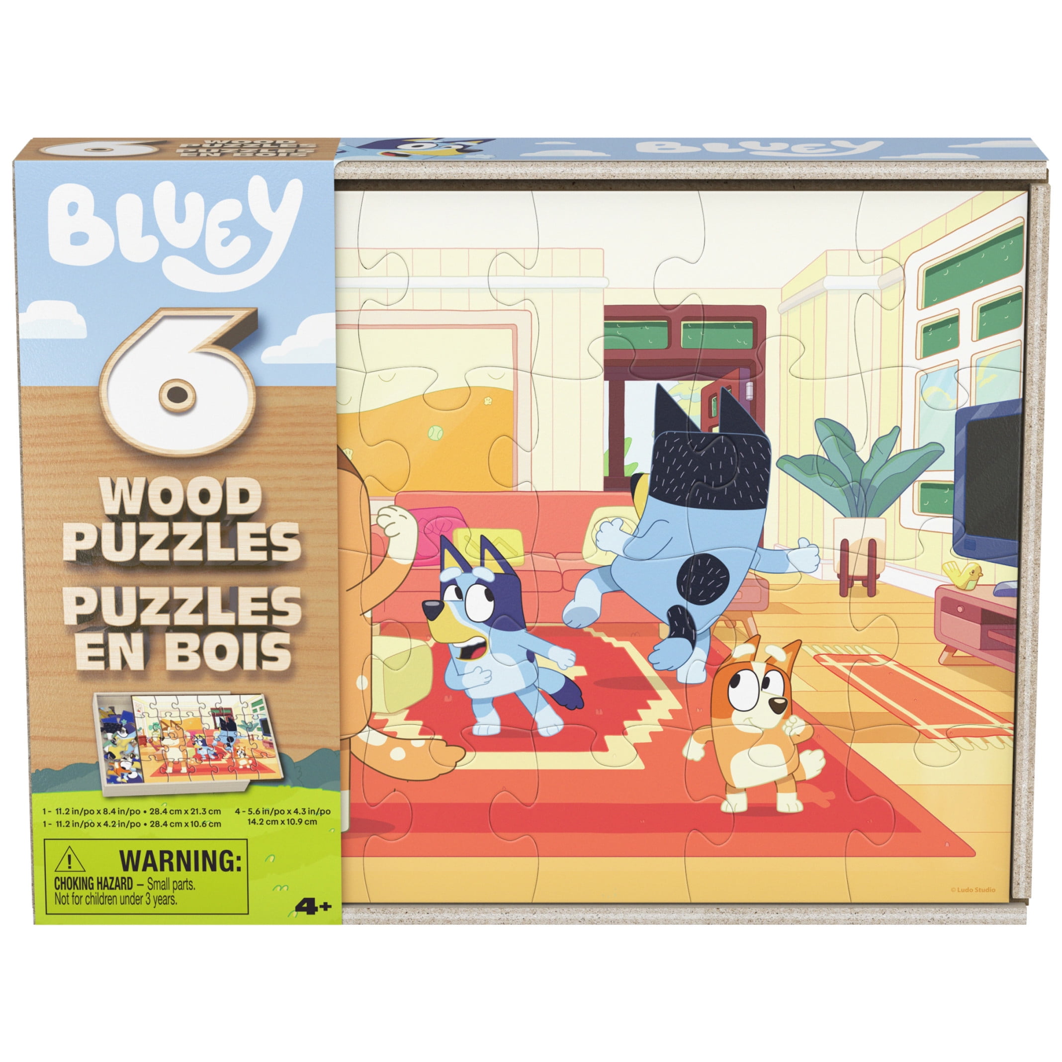 Spin Master Games, Bluey 6-Pack Wood Puzzles Collection, 18-24 Pieces ...