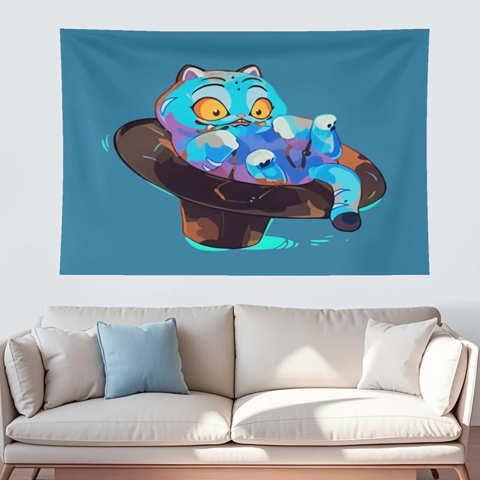 KPop Demon Hunter Huntrix Tapestry - Cute Huntrix Cat Poster with Hat ...