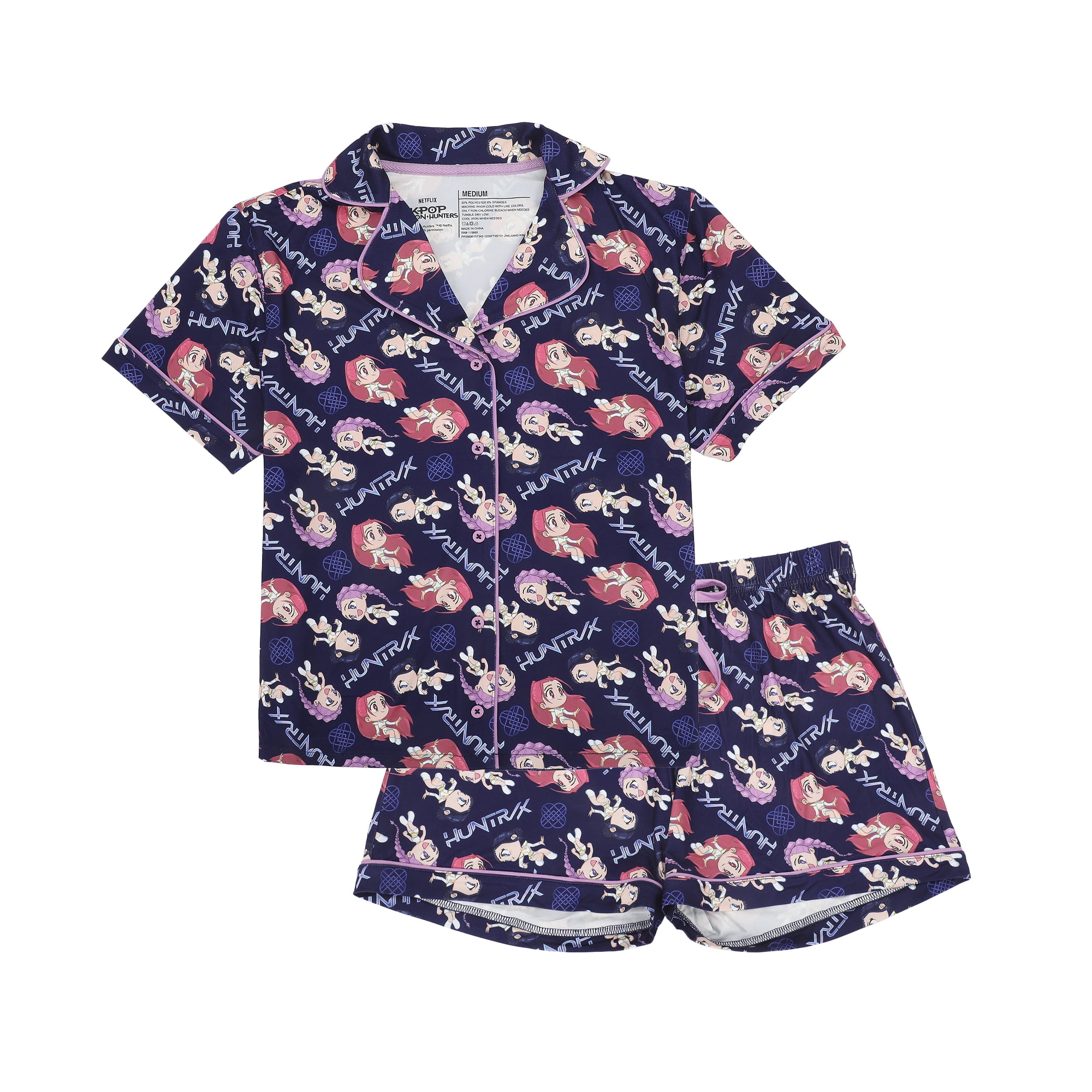 KPop Demon Hunter Kawaii Characters Women’s Notch Collar Button-Down ...