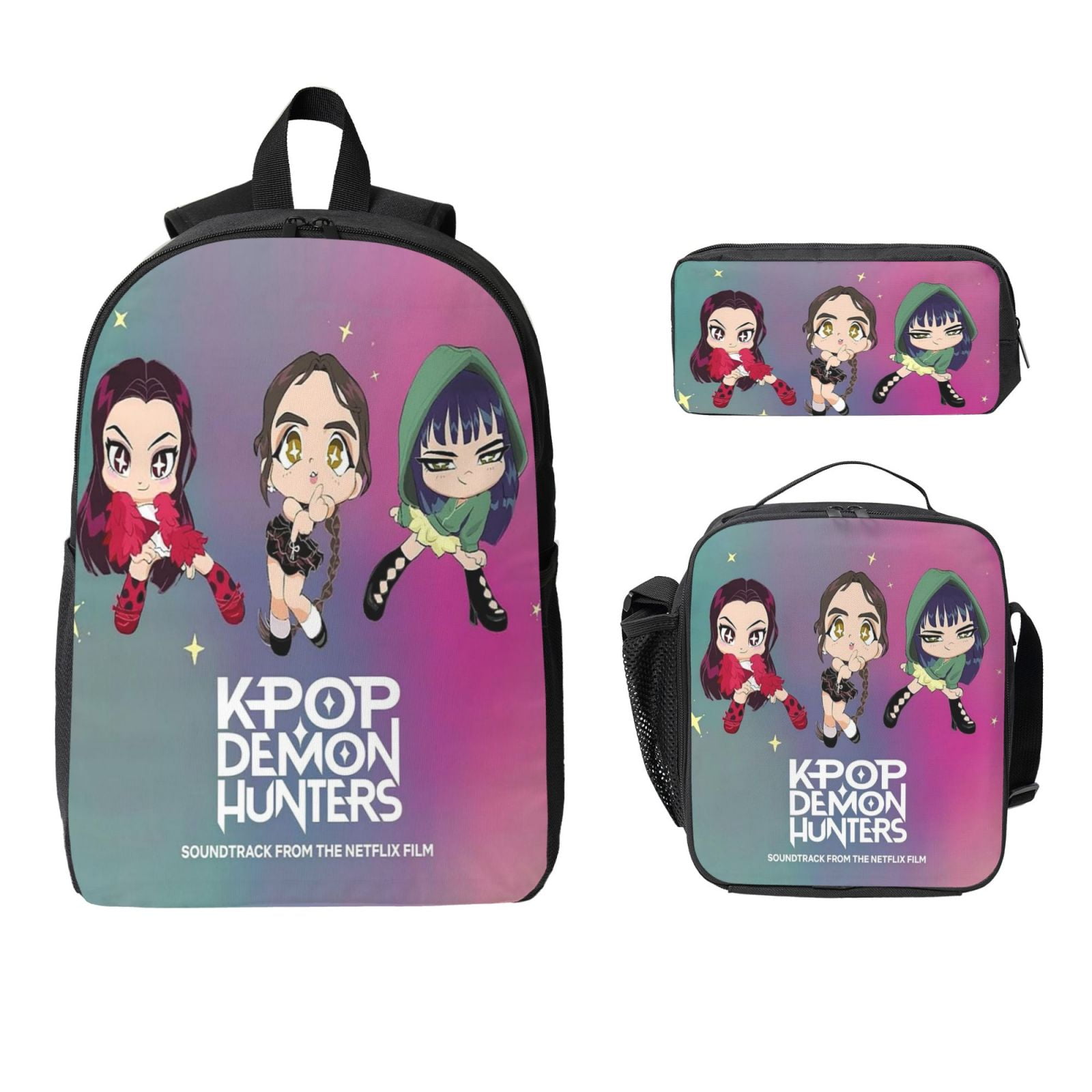 KPop Demon Hunters Backpacks with Lunch Box Pencil Case Travel Laptop ...