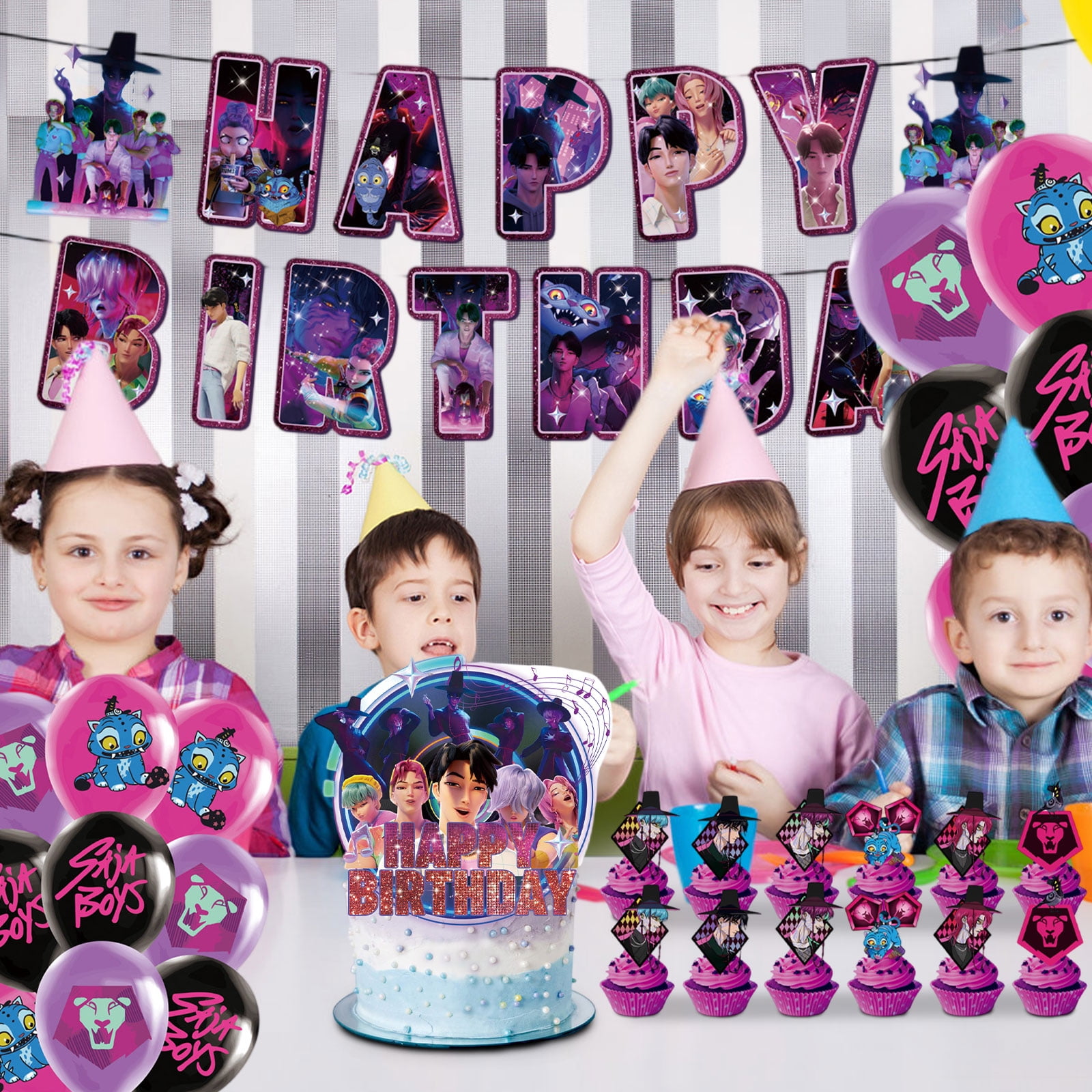 Pop Singers Birthday Party Supplies Set Balloons Cake Toppers Banner ...