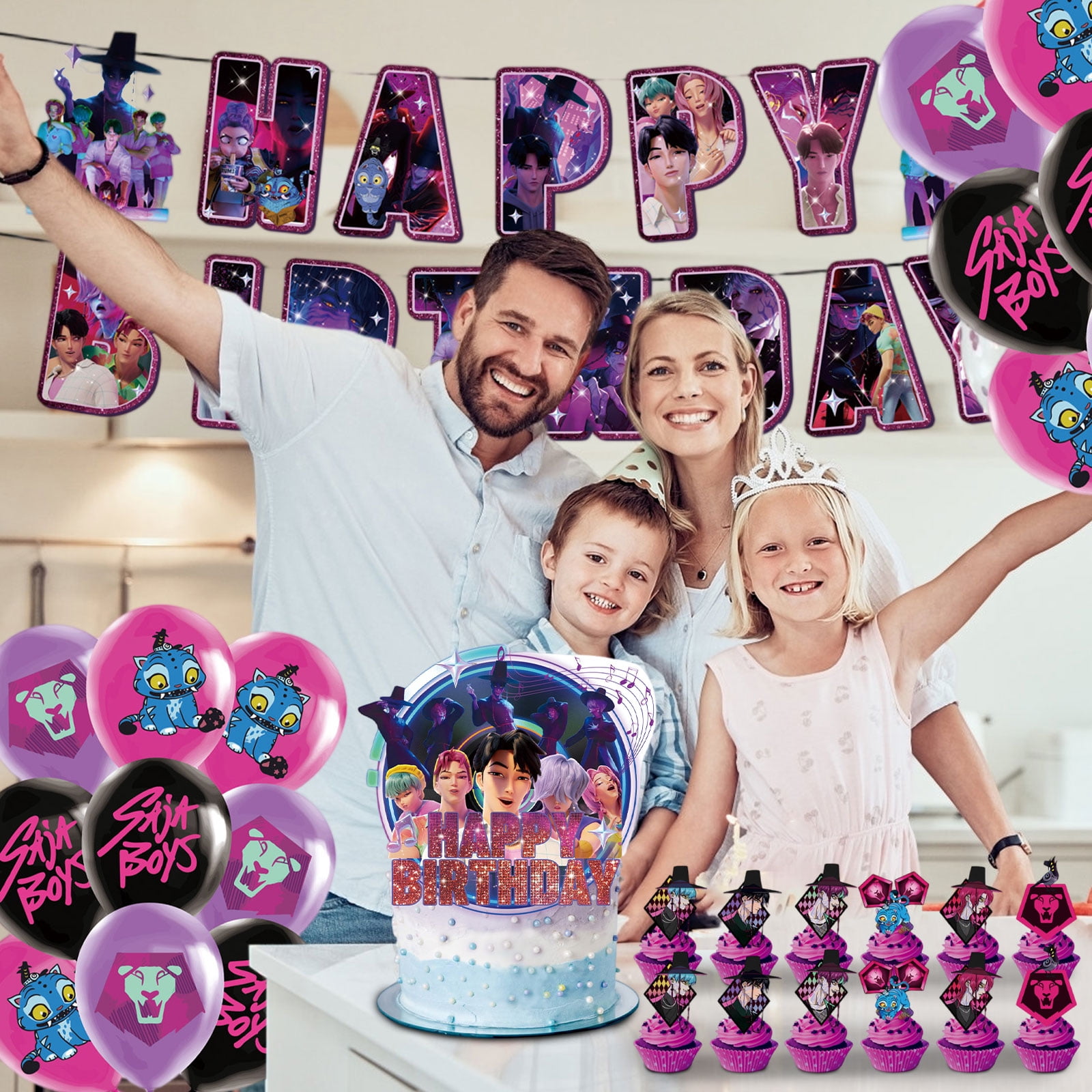 Pop Singers Birthday Party Supplies Set Balloons Cake Toppers Banner ...